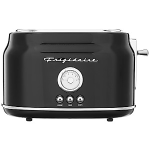 Frigidaire ETO102-BLACK, 2 Slice Toaster, Retro Style, Wide Slot for Bread, English Muffins, Croissants, and Bagels, 5 Adjustable Toast Settings, Cancel and Defrost, 900w, Black