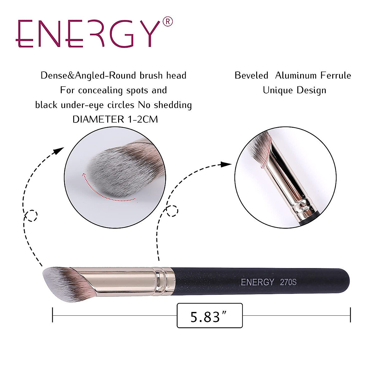 ENERGY Kabuki Foundation Brush for Liquid Makeup Professional Makeup Brush Concealer Brush Blusher Brush Bronzer Travel Buffing Contour Stippling Face Blush Concealer Liquid Blending Brushes