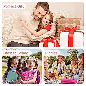 TIME4DEALS Unicorn Insulated Lunch Bag Set Bento Lunch Box for Kids, Bento-Style Leakproof 4 Compartments Lunch Container Water Bottle Ice Pack Muffin Cup Spoon Bento Box Set Kid Toddler School Lunch