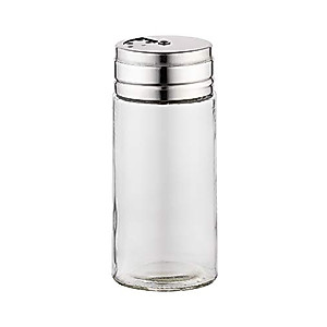 Fox Run 5167 Glass Spice Jar with Stainless Steel Shaker Lid, 6 Ounce, Clear Container for Seasonings