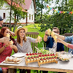 150 Disposable Wooden Cones with 2 Pack 12 Holes Ice Cream Cone Display Stand Charcuterie Cones Holder Stand 150 Fancy Toothpicks for Appetizers Wedding Decoration（Brown）