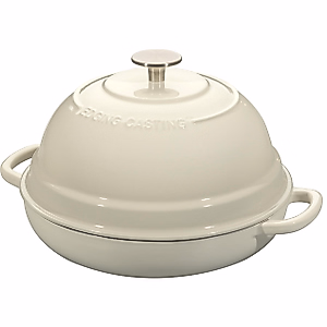 EDGING CASTING Enameled Cast Iron Dutch Oven Pot with Lid, Round Bread Oven for Homemade Sourdough Bread Baking, 6 Quart, White