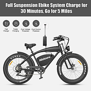 Hidoes 1200W Electric Bike for Adults, Fast Dirt Bike, E Bike with 26" Fat Tire Ebike, Fast Charge 48V 18.2Ah Battery 37.2Mph 35Miles Mountain Bike