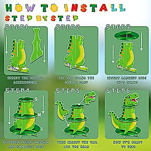 3D Dinosaur Cupcake Stand for Dinosaur Party Supplies, Cupcake Holder for Dinosaur Theme Birthday Party Decorations Jurassic Party Favors, Dino Topper Stand for Three Rex Boy Birthday Party