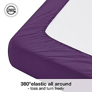 softan King Size Sheet Set - Soft King Bed Sheets - Brushed Microfiber Fitted Sheet with 15" Deep Pockets - Breathable 4 Pieces Sheet Set for King Bed - Bedding Sheets & Pillowcases, Purple