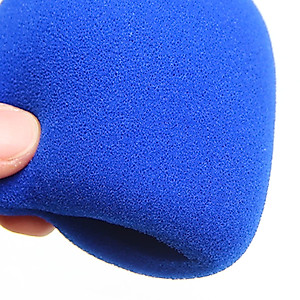 Fielect 5Pcs Microphone Cover Sponge Foam Mic Cover Handheld Microphone Windscreen Protector Mic Foam Cover Filter Blue for Karaoke DJ, KTV, Broadcasting