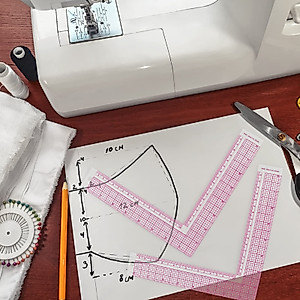 Lusofie Sewing Ruler, 2 Pcs Plastic L Square Ruler, Framing Ruler, Clear Sewing Ruler for Tailor Craft Tool, Drawing Measuring Supplies (8.46x8.46 inch, 21.5 cm length)