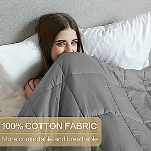 LIANLAM Weighted Blanket (20 lbs, 48"x72", Grey), Cooling Weighted Blanket for Adults, 100% Natural Cotton Material with Premium Glass Beads