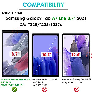 DETUOSI Case for Samsung Galaxy Tab A7 Lite 8.7 inch 2021 SM-T220/T225/T227u, with Stylus Pen & Shoulder Strap, Soft Silicone Lightweight Protective Cover , Rose Red & Purple