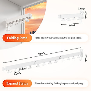 HEILAIYI Clothes Drying Rack Wall Mounted,Drying Rack Clothing,Wall Mounted Drying Rack,Laundry Room Organization and Storage,Laundry Drying Rack,Collapsible Dying Racks for Laundry