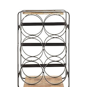 Deco 79 Metal Wood Wine Holder, 10 by 13-Inch