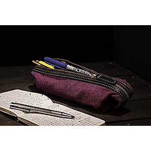 Alta Andina Pen & Pencil Case | Eco Pouch – Recycled Plastic Thread & Our Vegetable Tanned Leather | School & Office Supplies, Makeup, & Art Bag (Burgundy)