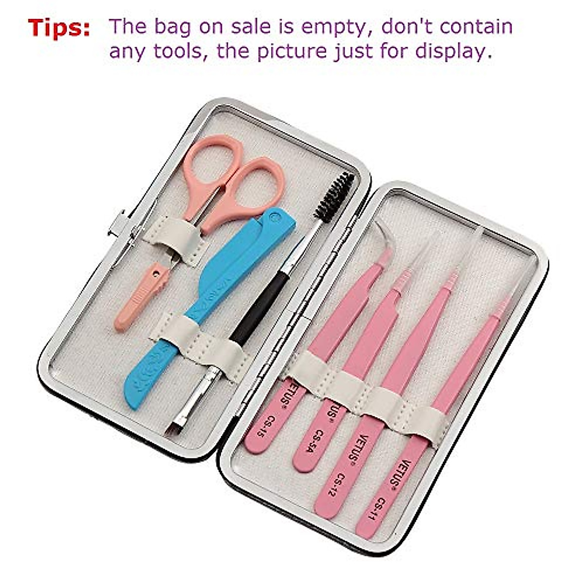 Small Tweezers Case for Eyelash Extensions Individual Makeup Tools Storage Scissors Lash Brush and Tweezers Bag 9 Colors by Yelix (Pink Purple)
