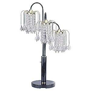ORE International 716BK Table Lamp with Crystal-Like Shades, Black 34" x 15" x 15"