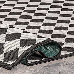 nuLOOM Myka Checkered Indoor/Outdoor Area Rug, 4' x 6', Black and White