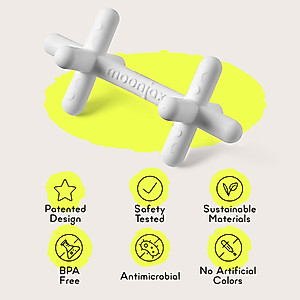 Moonlight Silicone Teethers for Babies, Baby Teether for Infants, Toddlers, Newborns, Dishwasher and Freezer-Safe Teething Toy, White - Moonjax