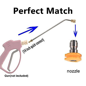 FIXFANS Pressure Washer Wand, 45 Degree Curved High Pressure Power Washer Extension Wand with 5 Spray Nozzles, 1/4 Inch Quick Connect Undercarriage and Gutter Cleaner Attachment, 15 Inch