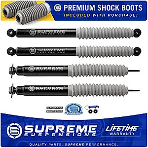 Supreme Suspensions - Front & Rear Complete Set of Shocks for 1997-2006 Jeep Wrangler TJ 2WD 4WD MAX Performance Nitro Gas-Charged Shocks with Boots - OEM Replacement for Lifted Applications