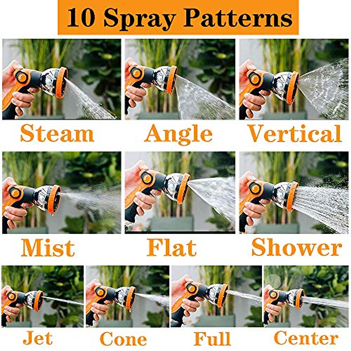 Garden Hose Nozzle Spray Nozzle,10 Hose Metal Duty Watering Patterns Thumb Control On Off Valve, High Pressure Nozzle Sprayer for Watering Plants, Car Wash,Cleaning,Showering Pets