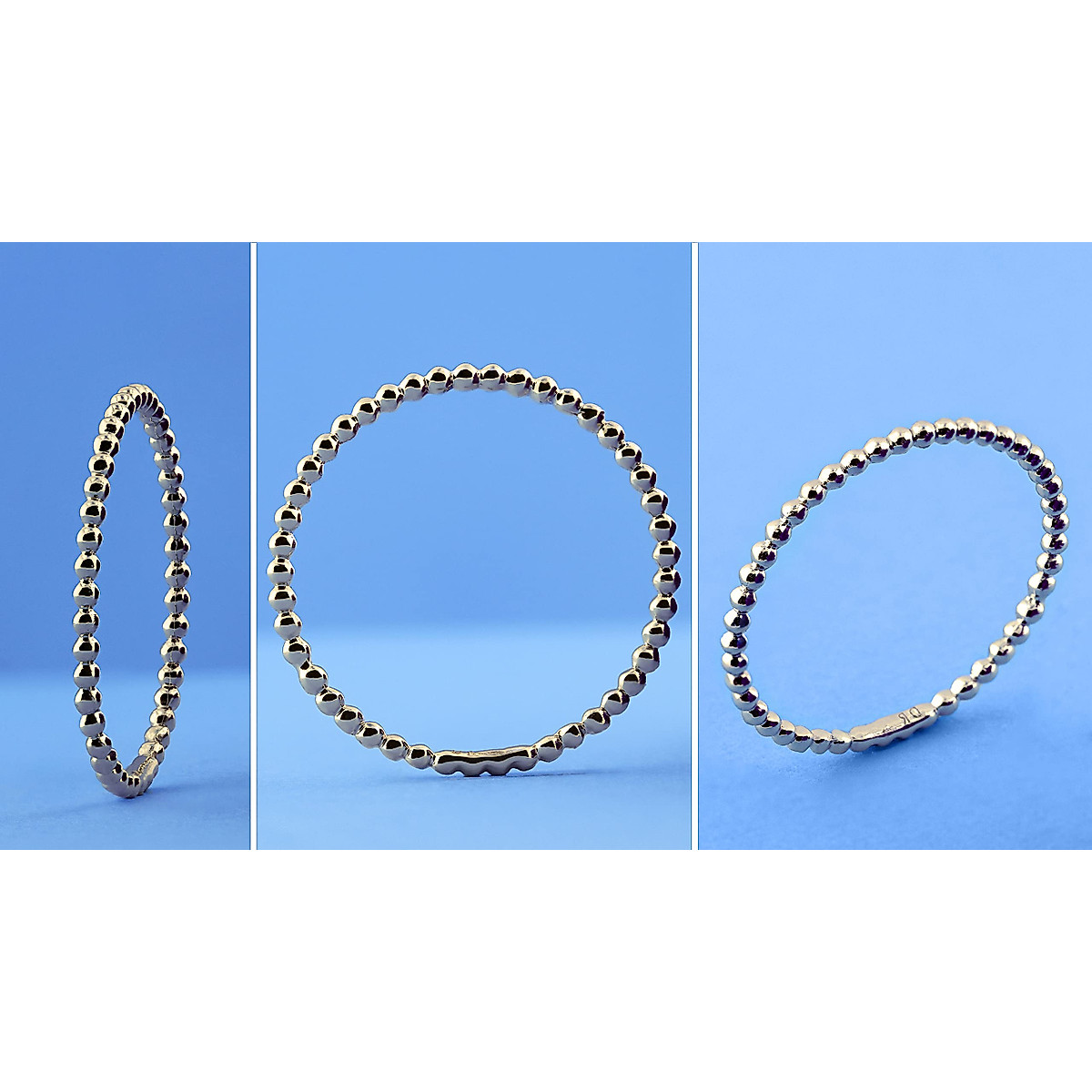 Dazzlingrock Collection 1.4mm Beaded Style Minimalist Ball Chain Design Wedding Band for Her in 10K Yellow Gold Size 7