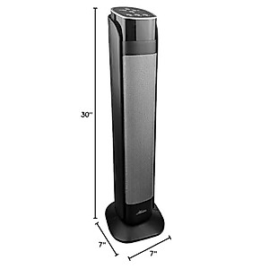 WarmWave Deluxe Digital 30" Ceramic Oscillating Tower Space Heater with Remote Control, Black