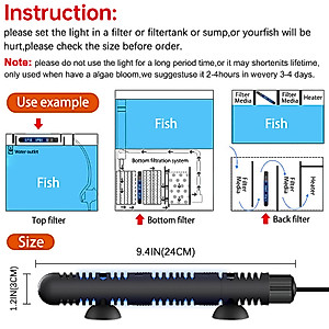 Aquarium Clean Light,13W Aquarium Algae Bloom Clean Light with Timer,Submersible Waterproof Lamp for Fish Tank Pond，Water Clean Green Clear Waterproof Clean Lamp for Sump Swim Pool