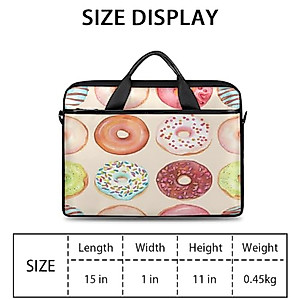 Donuts Laptop Computer Bag Waterproof Shoulder Messenger Bag 13-15 inch Durable Laptop Tote Bag with Shoulder Strap Handle Lightweight Crossbody Briefcase