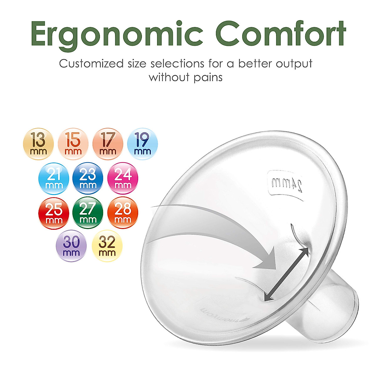 Maymom MyFit Flange Set, Two-Piece Breast Shield (13mm Small) Base Connector for Selected Ameda Breast Pumps (Shield 13mm + Connector)