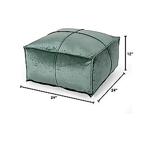 Christopher Knight Home Harrison Modern Glam Velvet Square Bean Bag Ottoman, Turquoise