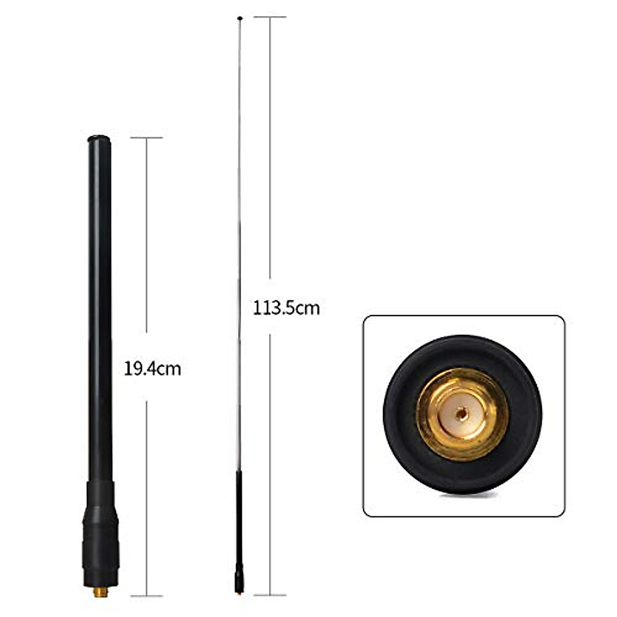 HYS 70-1000MHz Wide Band Telescopic Antenna SMA-Female Mobile Radio Antenna for BaoFeng UV5R UV5RE BF-888S Series Kenwood/HYT/LINTONT Series Two Way Radios HT Scanner