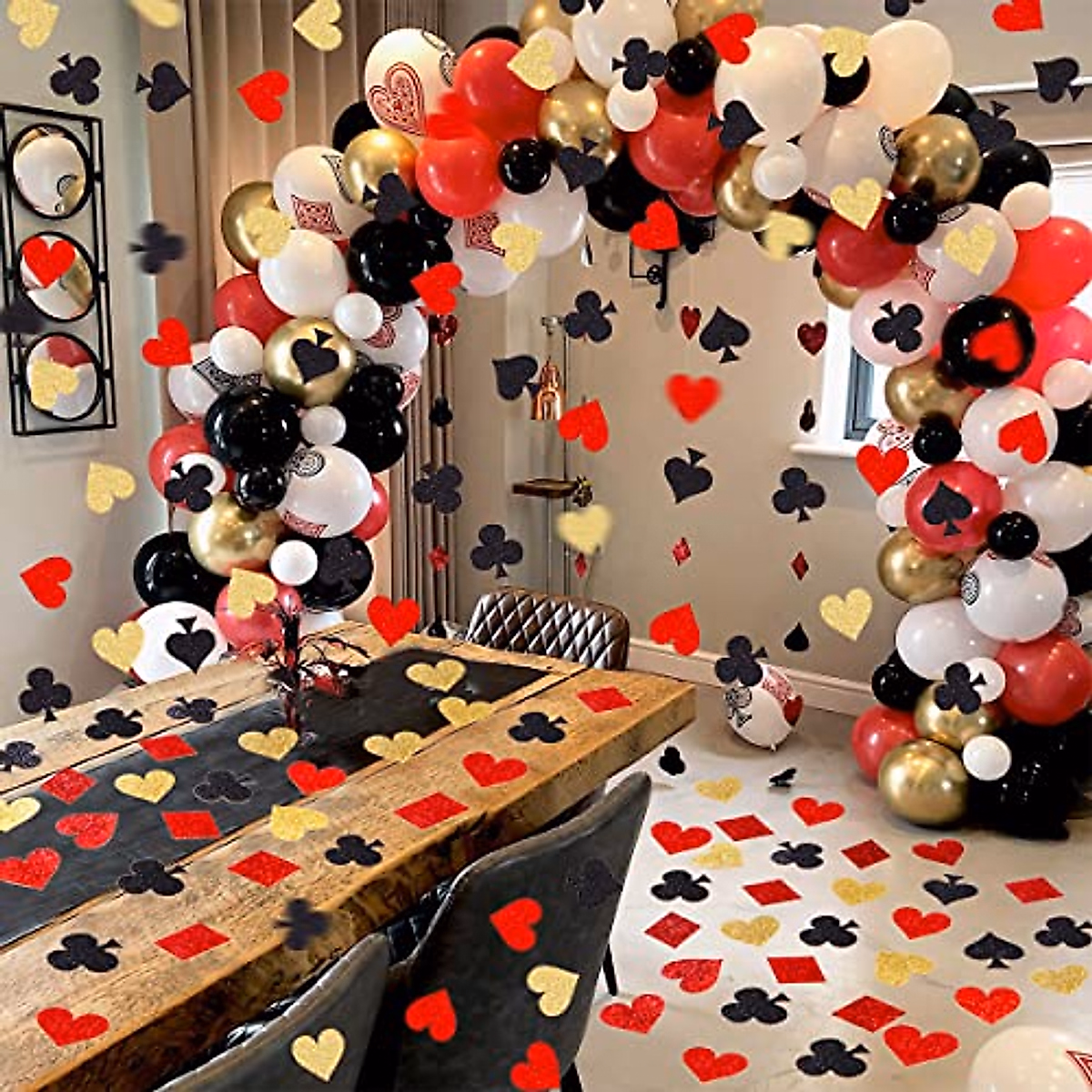 200 Pack Glitter Casino Confetti Decorations, Poker Table Scatter for Las Vegas Game Night Party Supplies