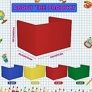 24Pcs 14 x 17.5 x 14 Inch Plastic Privacy Boards for Student Desks Durable and Waterproof Privacy Folders Shields Test Dividers with Colorful Classroom Privacy Boards for School Study Teacher Supplies