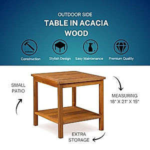 cucunu Outdoor Side Table 18x18 for Patio & Garden with Extra Storage - Small Adirondack Square Table Wooden End Table, Porch Tables