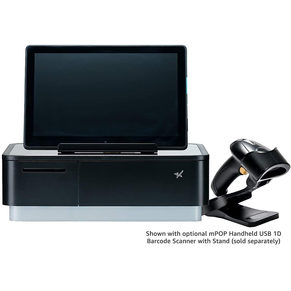 Star Micronics mPOP Integrated USB-C Lightning Receipt Printer & Cash Drawer with Tablet Stand - Black