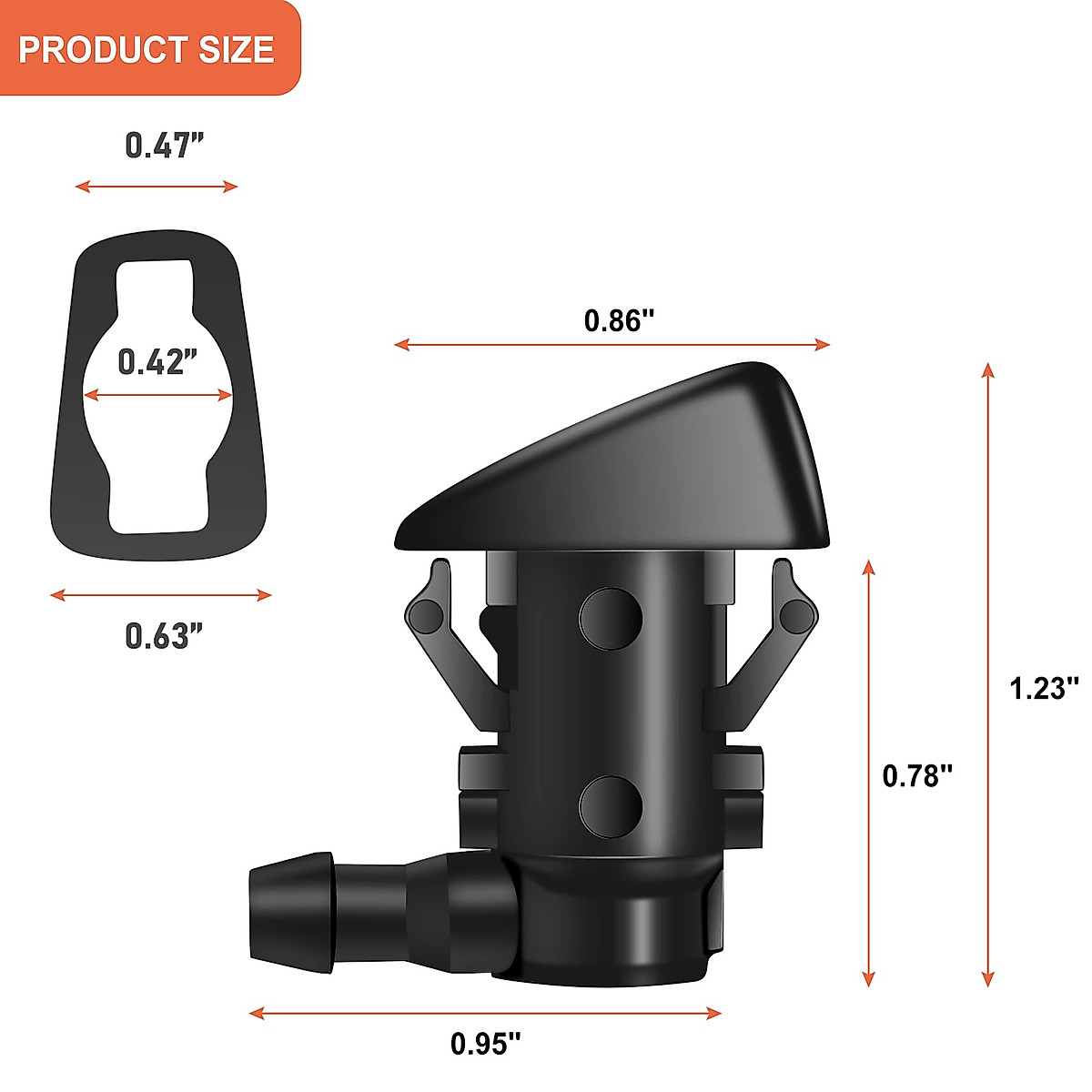 Belleone Windshield Washer Nozzle Kit Compatible with 2005-2016 Jeep Grand Cherokee, 2005-2013 Chevy Malibu, Pontiac G6, Saturn Aura, Replace #55372143AB, 15247800, 55156427AB, 55079049AA, 2PCS