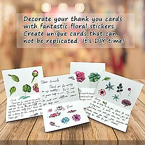 Thank You Cards with Envelopes, 36 Pack Floral Thank You Notes with 36 Envelopes 6 Sticker Sheets By Feela, Blank Inside Cards for Baby Bridal Shower Wedding Graduation
