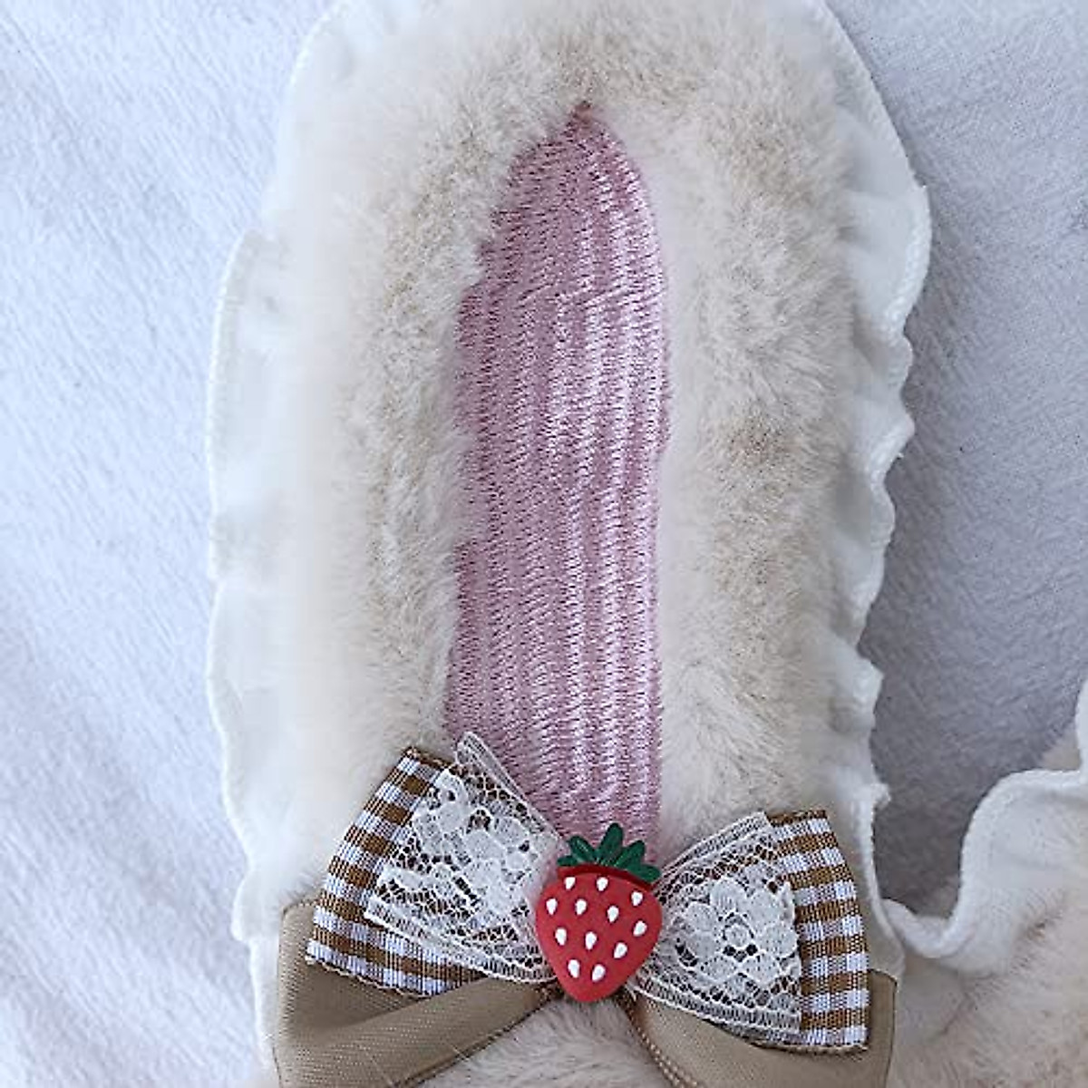 JIAHG Women Girls Plush Rabbit Ear Winter Earmuffs Soft Faux Fur Ear Warmers Adjustable for Adults Kids Thermal Ear Cover Muffs