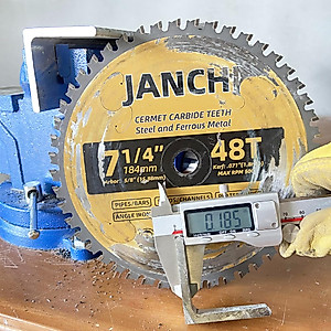 7-1/4 Inch 48T Cermet Carbide Circular Saw Blade for Dry Cuts Variety of Mild Steel Profiles Pipe,Steel Studs,Channel,Angle Iron,Plates,Bars,Tubes,EMT Conduit,Thread Rod with 5/8" Arbor