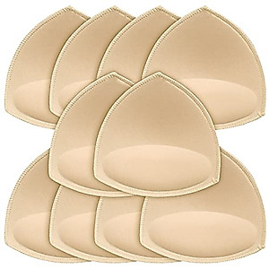 FANMAOUS 5 pairs Women's Triangle Bra Pads Inserts Removable Push Up Sports Bra Cups Replacements For Bikini Top Swimsuit (5 pairs beige C/D)