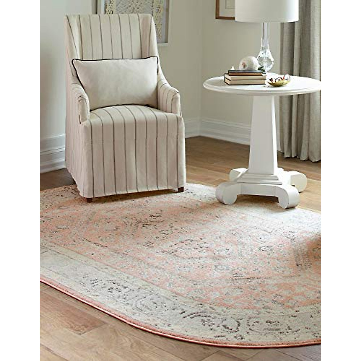Rugs.com Aurelia Collection Rug – 4' x 6' Oval Rose Medium-Pile Rug Perfect for Living Rooms, Large Dining Rooms, Open Floorplans