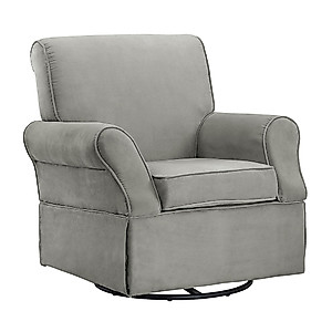 Baby Relax Kelcie Swivel Glider Chair and Ottoman Set, Gray Microfiber, 2 Count