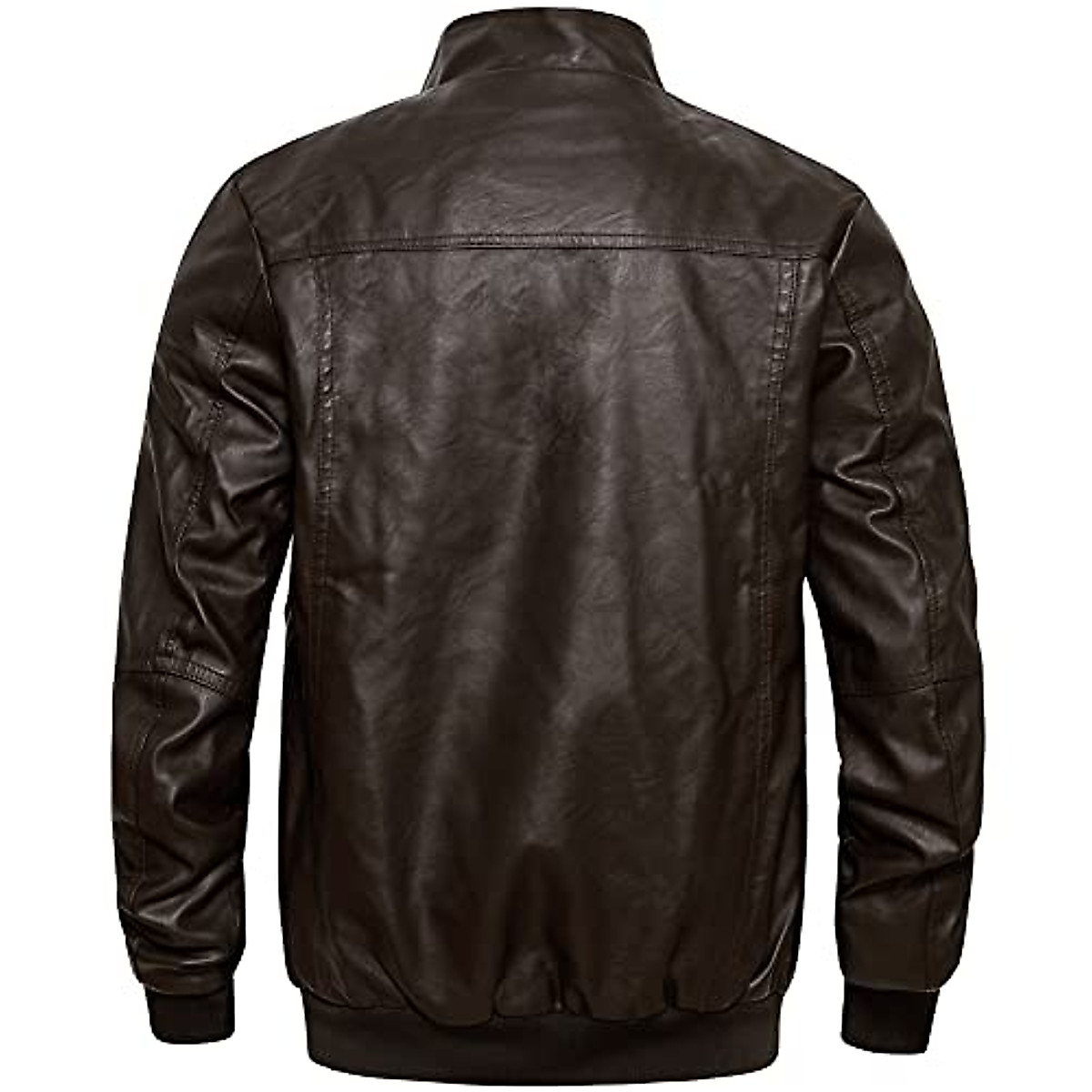 wantdo Men's Faux Leather Jacket Warm Winter Leather Coat with Removable Hood Dark Brown L