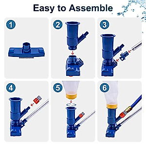 POOLAZA Portable Pool Vacuum Jet Underwater Cleaner (2023 Upgrade) with Brush & 56" Pole, Handheld Jet Pool Vacuum for Above Ground Pool, Underwater Pool Spa Jet Vacuum Cleaner, Attach to Garden Hose