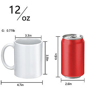 Miucoguier Sublimation Mugs 12 oz - Set of 12 Bulk Sublimation Mugs Blank Tazas Para Sublimacion White Ceramic Cups White Coated Ceramic Mug for Coffee Soup Tea Milk Latte Hot Cocoa