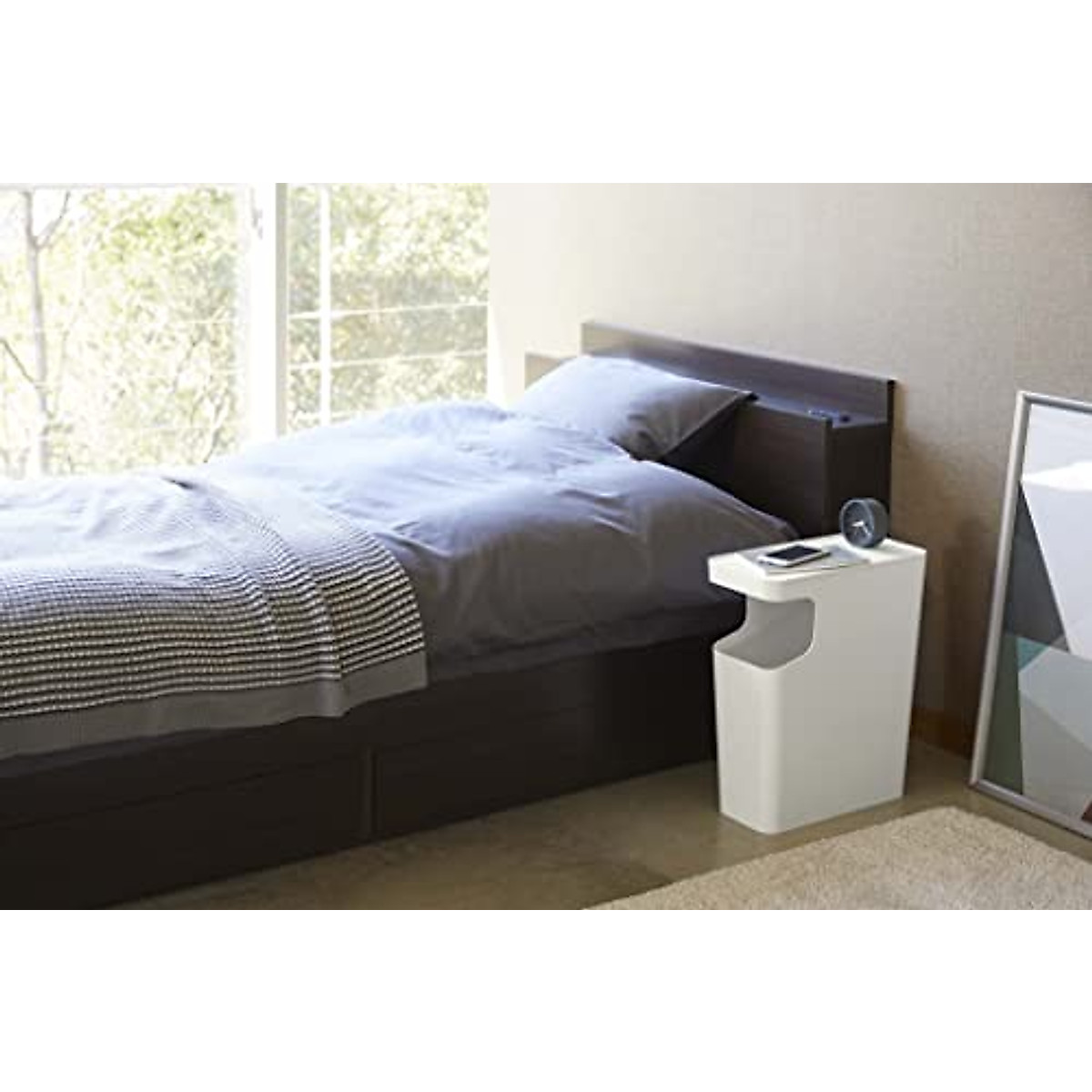 YAMAZAKI home Tower Side table and Trash can White - 3988