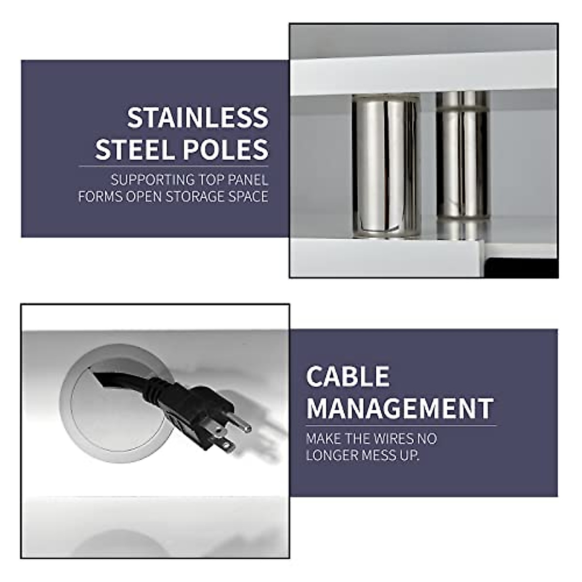 LUXOAK 80" Fireplace TV Stand, Modern High Gloss Finish Media Console with 40" Electric Fireplace, Open Storage Entertainment Center for TVs Up to 90" with LED Lights, White