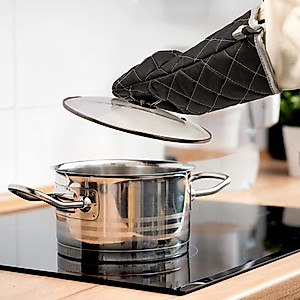 Oven Mitts Flame Retardant Mitts Heat Resistant to 425° F 15 Inch Black Color 2-Pack