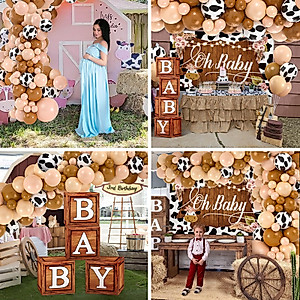 Winrayk 141Pcs Cow Baby Shower Decorations for Boy Girl Cow Birthday Party Decorations Supplies Cow Print Balloon Arch Baby Boxes with Letters Oh Baby Backdrop Farm Holy Cow Im One Birthday Decoration