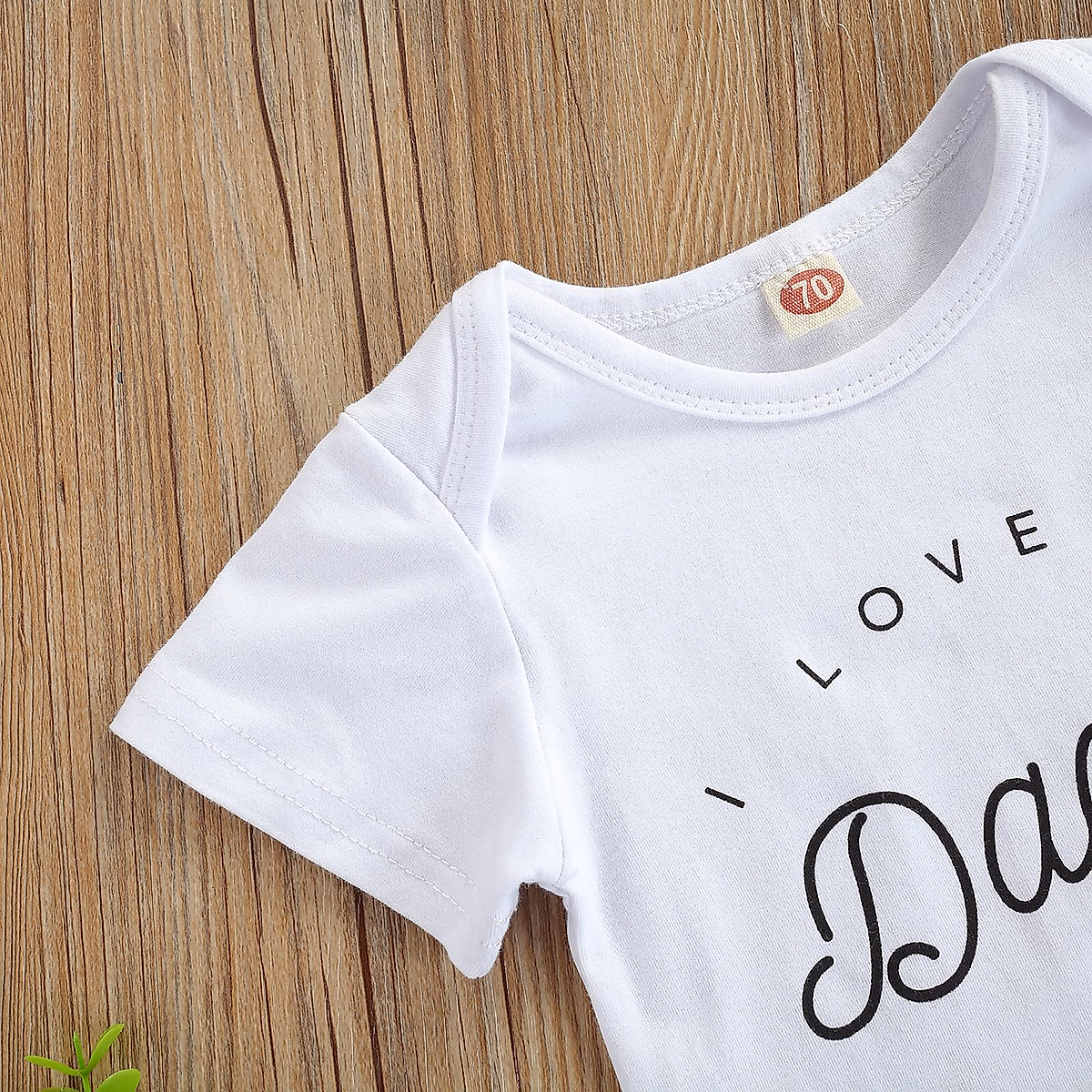 0-18M Newborn Baby Girls Clothing Set Short Sleeve Cotton Letter Romper Bodysuit + Floral Pants + Headband (I Love Daddy , 0-3 Months )