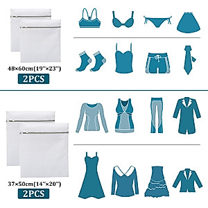 4 Pack Mesh Laundry Bags, Durable Washing Machine Wash Bags, Reusable Lingerie Laundry Mesh Wash Bags for Delicates Blouse, Bra, Bath Towel, Lingerie, Baby Clothes, Travel Organization Bag